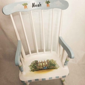 Peter Rabbit Rocking Chair, Hand Painted Child's Rocker, Hand Painted ...