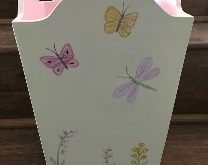 Butterfly Waste Basket, Hand Painted Waste Baskets, Bathroom Waste ...