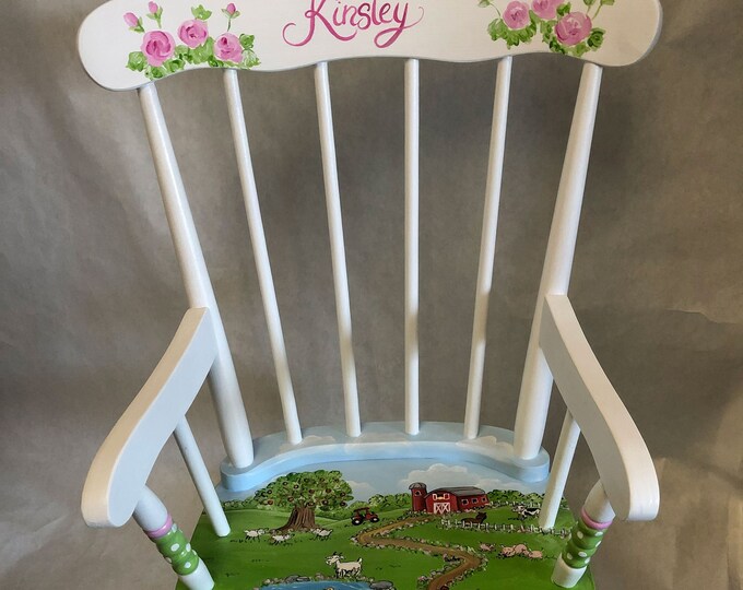 Farm Rocking Chair, Child's Hand Painted Rocking Chair, Kids Rocking ...