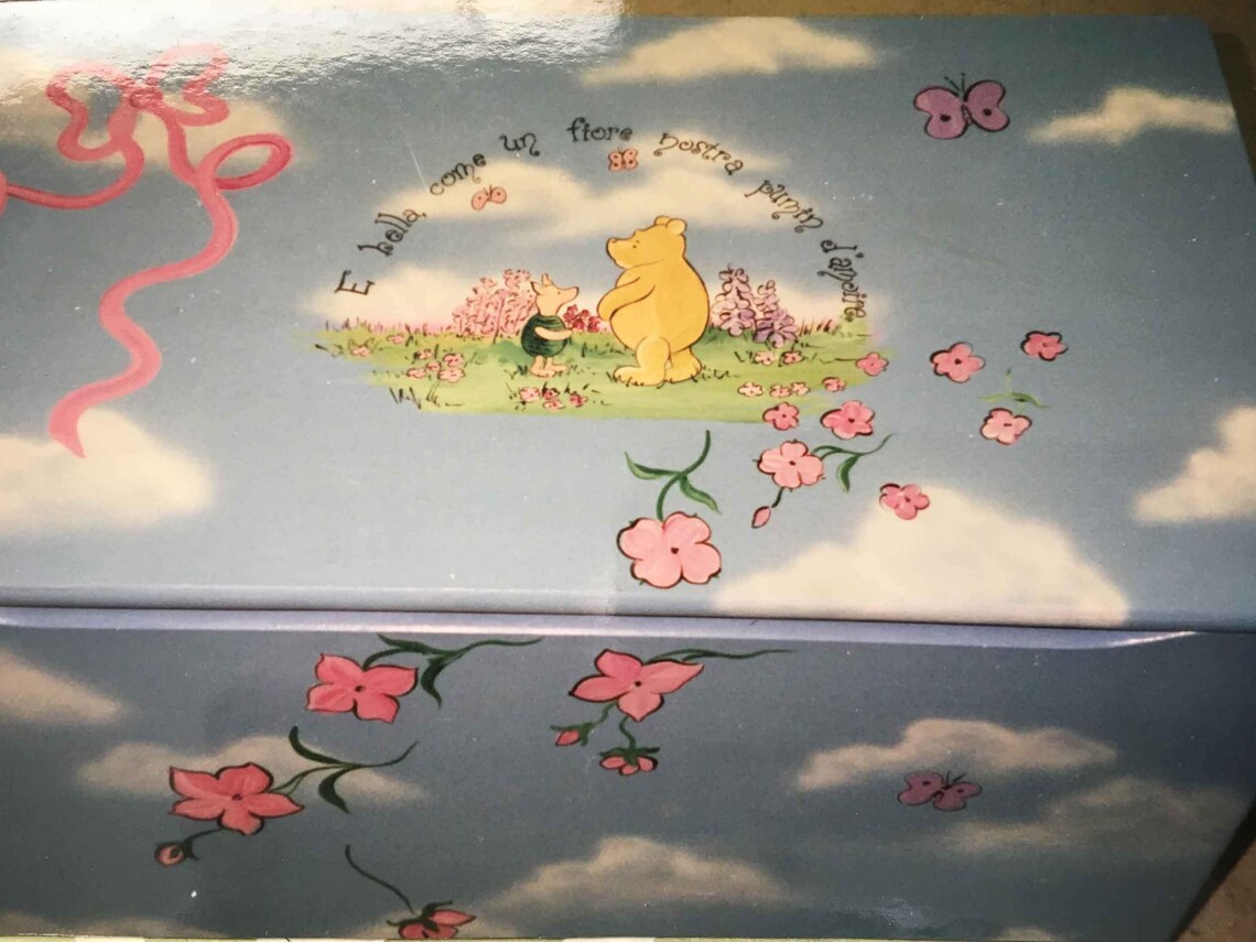 New Baby Gift, Classic Pooh and Piglet Toy Box, Hand Painted Toy Box ...