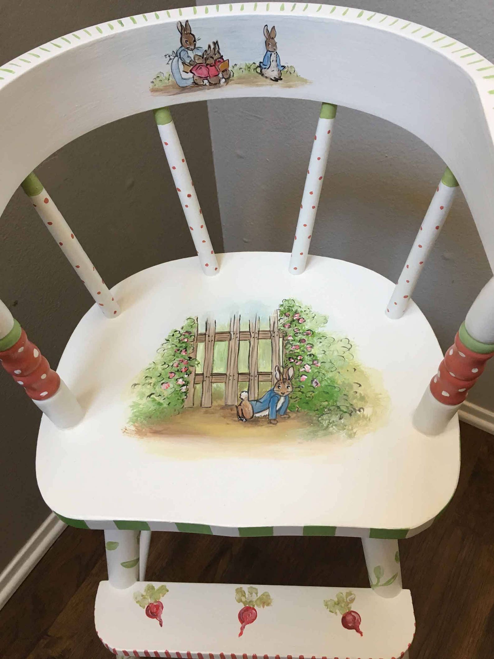 Peter Rabbit Youth Chair, Hand Painted High Chairs, Hand Painted Baby ...