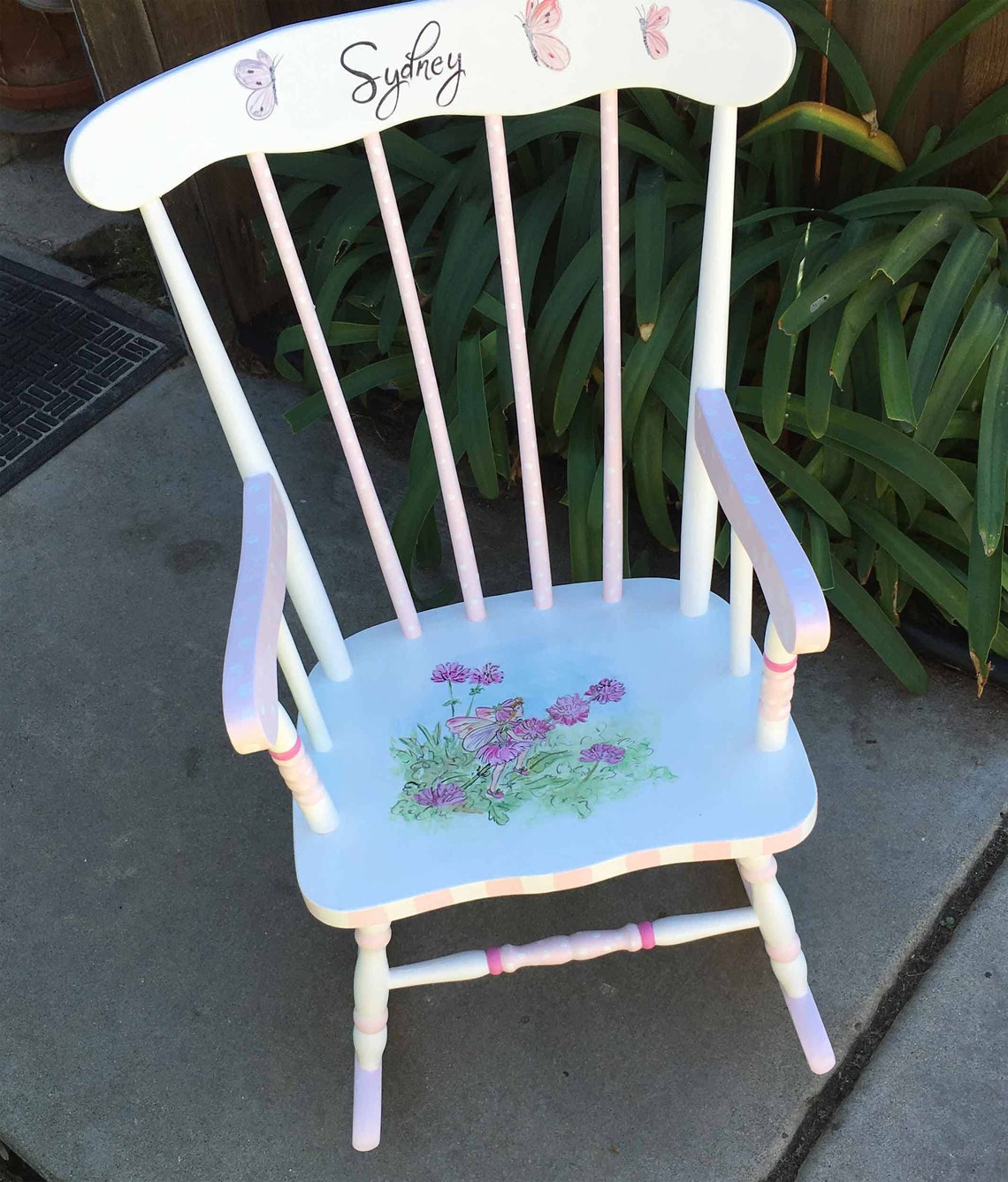 Girls Painted Rockers White Fairy Rocking Chair Hand Painted - Etsy