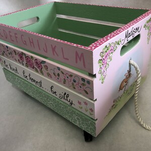 Book Crate, Kids Toy Box Crate, Hand Painted Book Crate, Baby Shower ...