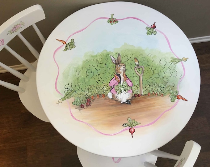 Peter Rabbit Table Set, Hand Painted Child's Table Set, Childrens Table ...