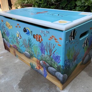Fish Toy Box, Hand Painted Storage Chest, Children's Painted Furniture ...