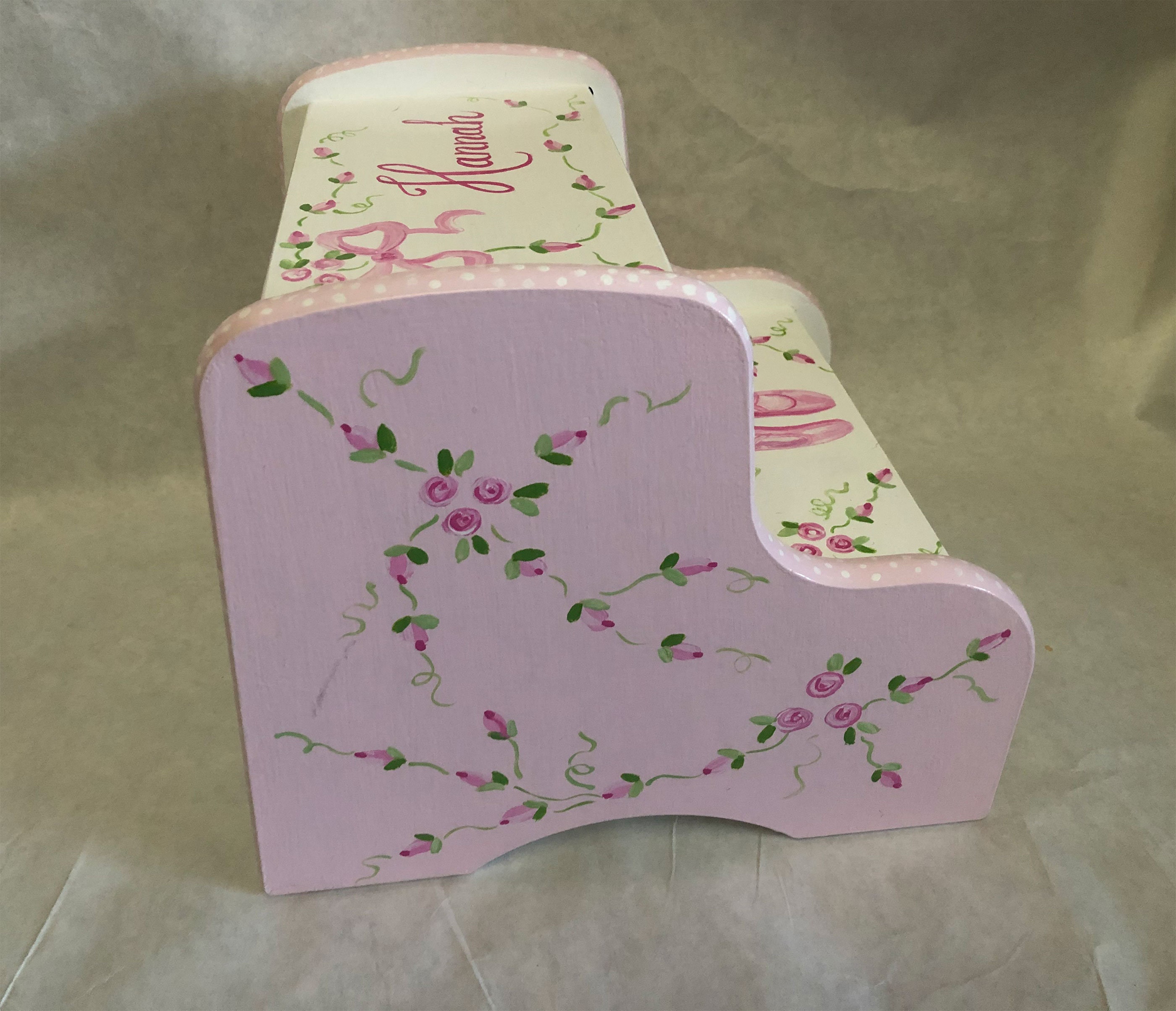 Ballet Step Stool, Pink Ballet Slippers Step Stool, Hand Painted Kids ...