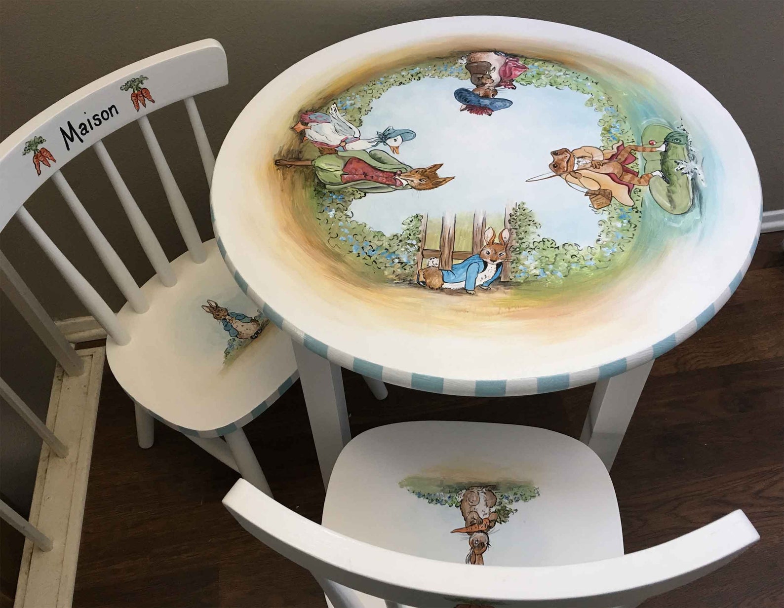 Hand Painted Kids Table and Chair Set, Children's Table and Chairs ...