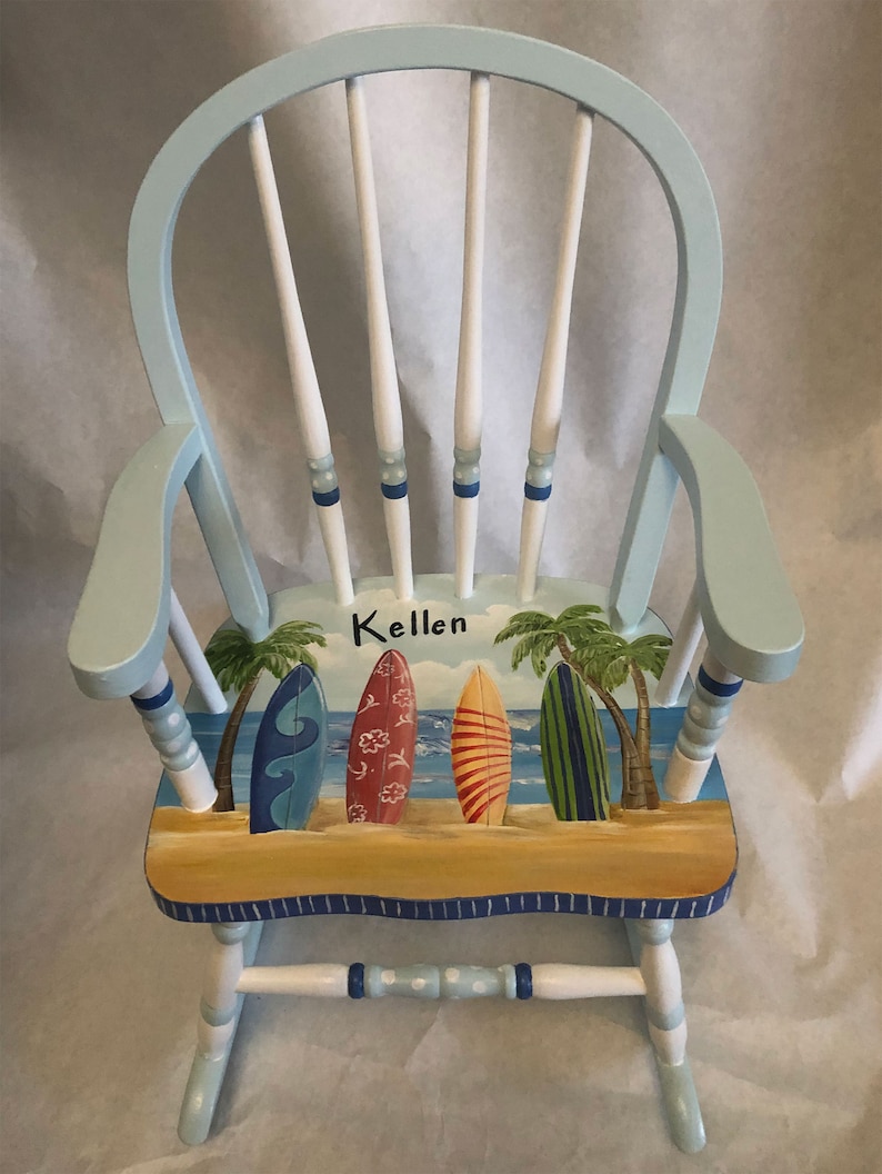 Personalized Hand Painted Rocking Chair, Surf Rocking Chair, Hand ...