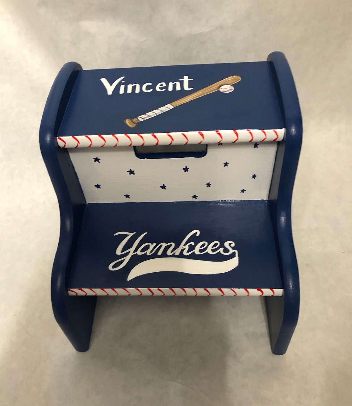 Child's step stool baseball step stool Yankees step | Etsy