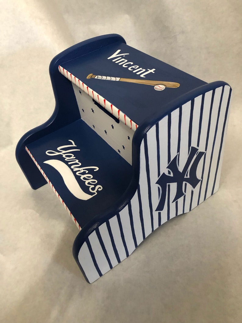 Child's Step Stool, Baseball Step Stool, Yankees Step Stool, Hand ...