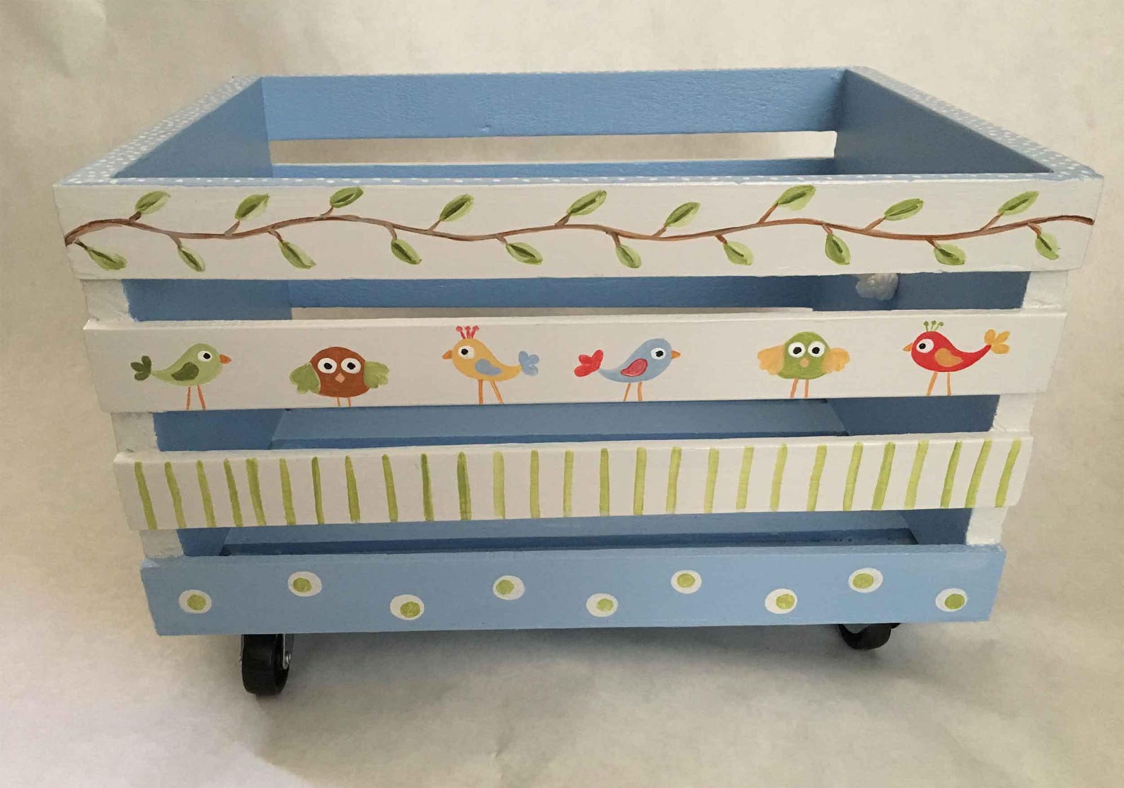 Woodlands Toy Box Crate Book Crate Hand Painted Kids | Etsy