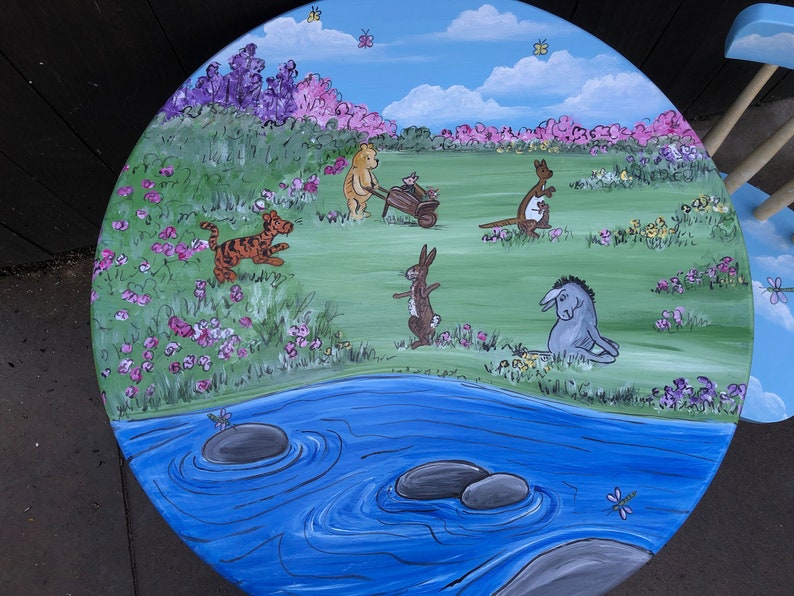 Pooh Table and Chair Set, Hand Painted Kids Table Set, Children's ...