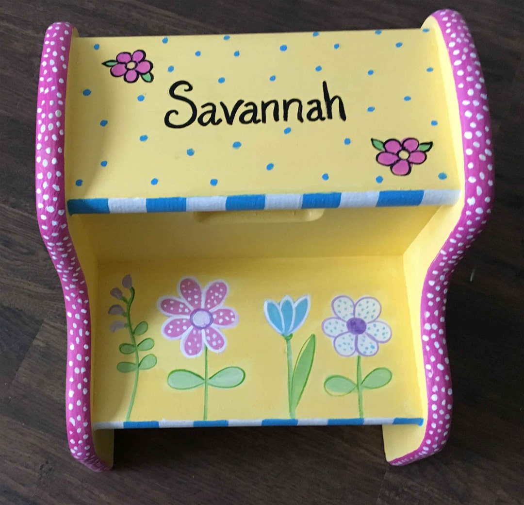 Hand Painted Step Stool, Spring Flowers Step Stool, Child's Stool - Etsy