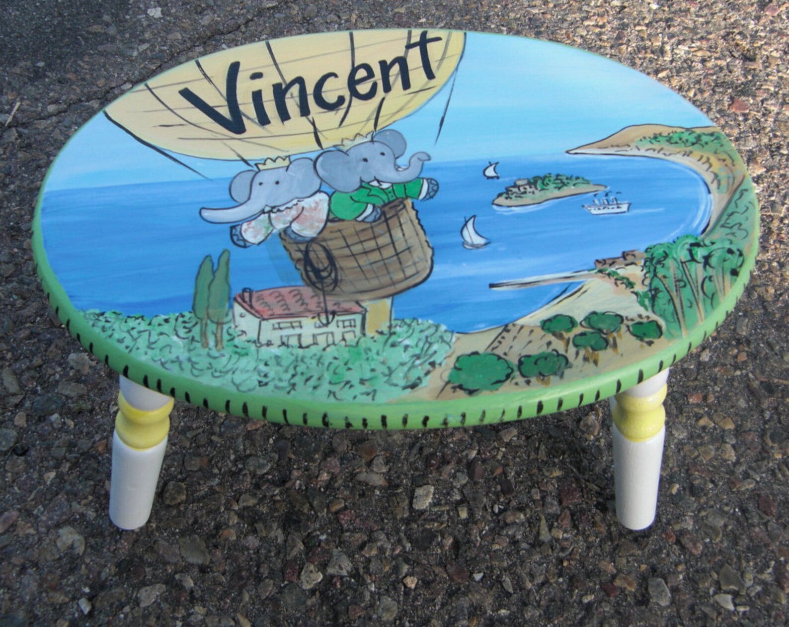 Child's Step Stool Painted Step Stool Babar Step Stool - Etsy