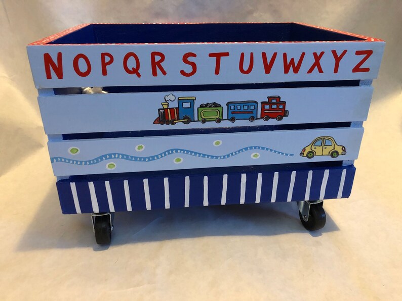 Train Book Box Crate Train Toy Box Crate Painted Toy Box - Etsy