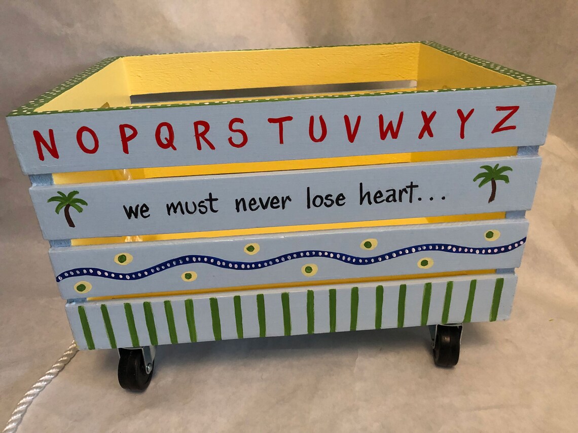 Babar Book Crate, Toy Box Crate, Hand Painted Book and Toy Box Storage ...