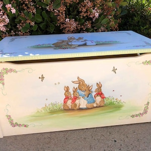 Toy Box, Hand Painted Toy Box, Kids Painted Toy Chest, Peter Rabbit Toy ...