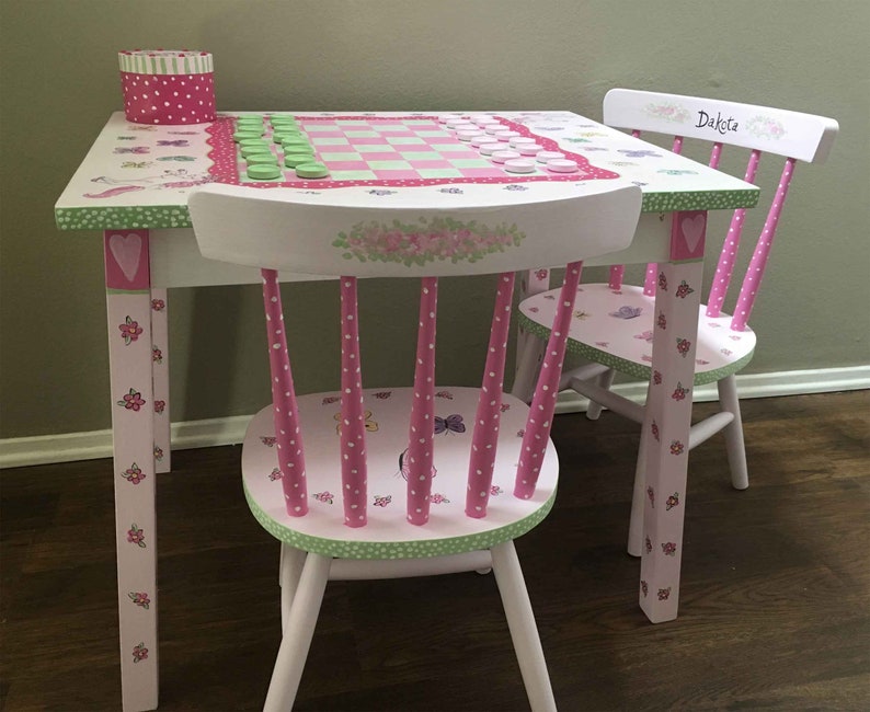 Kids Checkers Table Set Hand Painted Kids Table Sets - Etsy