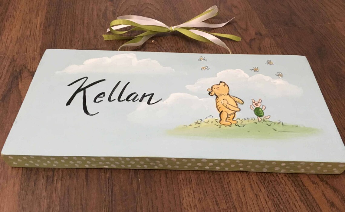 Pooh Name Sign Child's Hand Painted Name Plaque Kids | Etsy