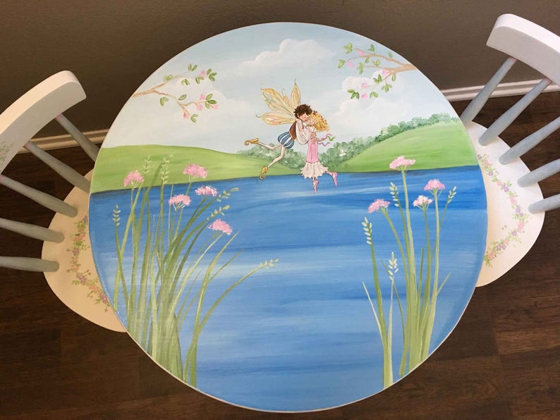 Fairy Table and Chair Set, Hand Painted Child's Table and Chairs, Hand ...