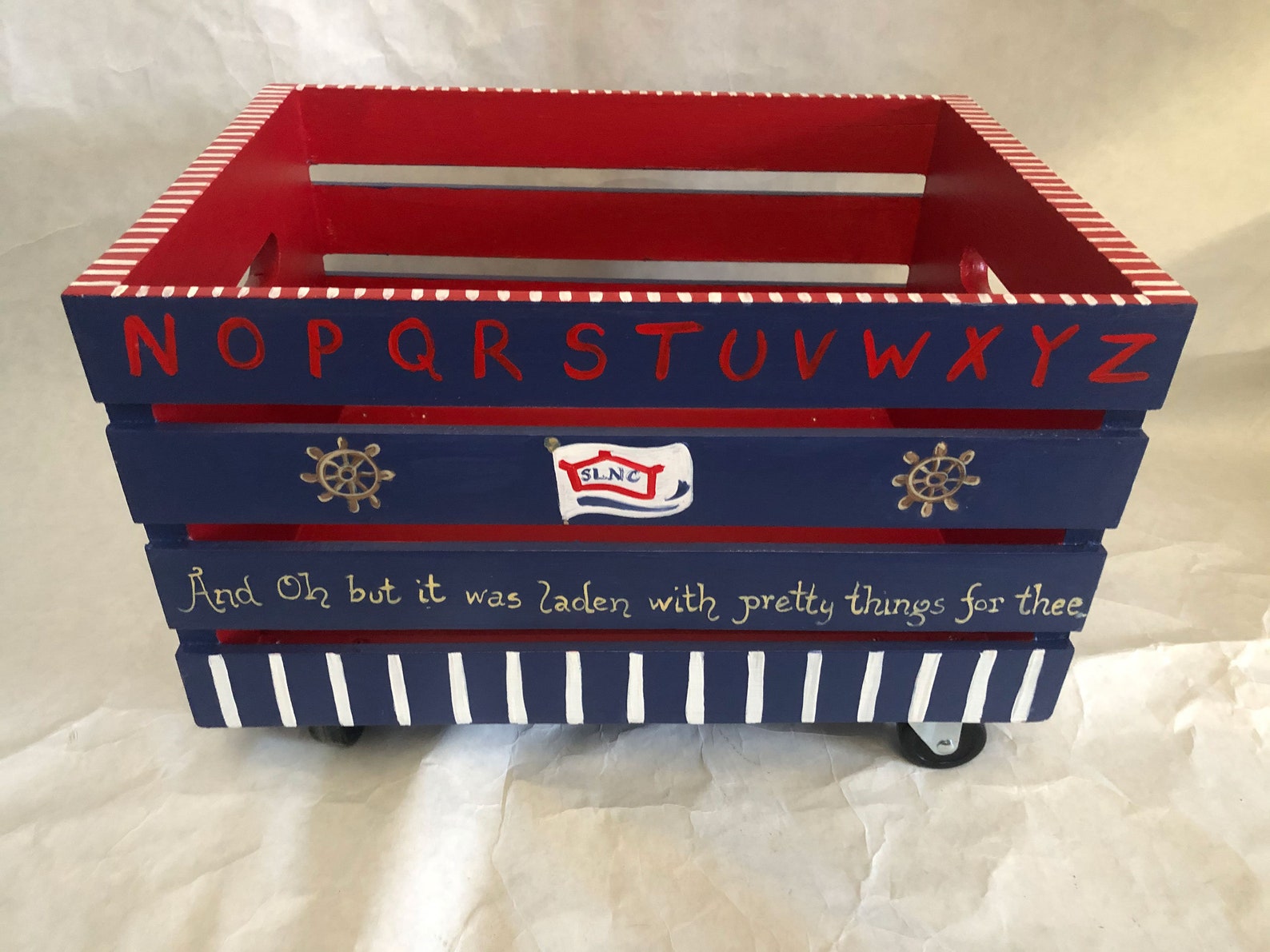 Kids toy box crate kids book crate hand painted book crate | Etsy