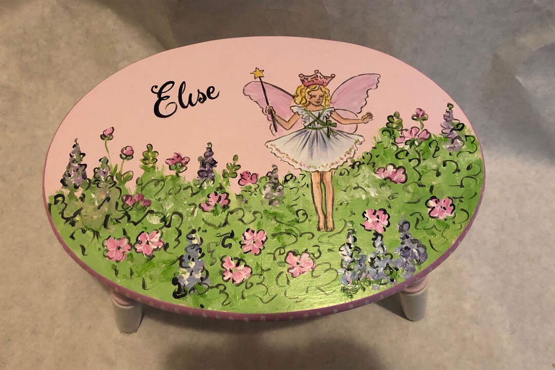 Child's Hand Painted Fairy Step Stool, Oval Fairy Step Stool - Etsy