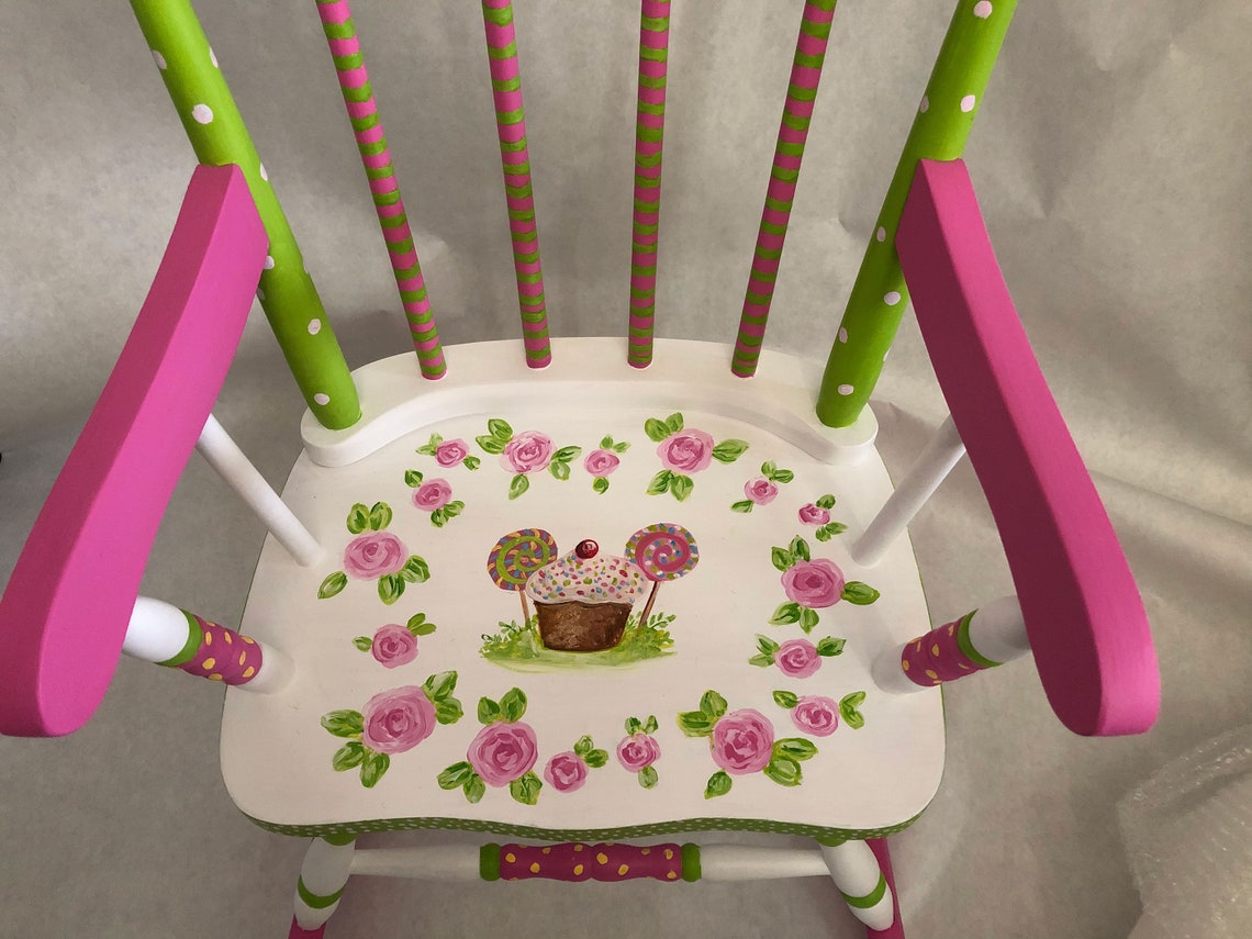 Hand Painted Kids Rocking Chair, Child's Painted Rocking Chair, New ...