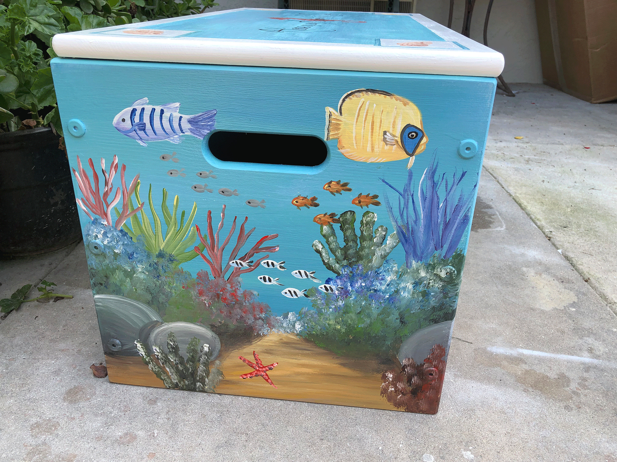 Fish Toy Box Hand Painted Storage Chest Children's | Etsy