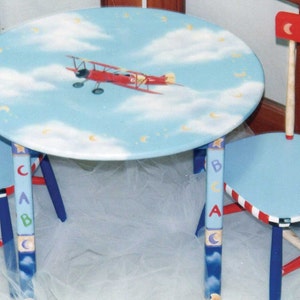 Child's Table Sets, Custom Airplane Table & Chair Set, Boys Painted ...