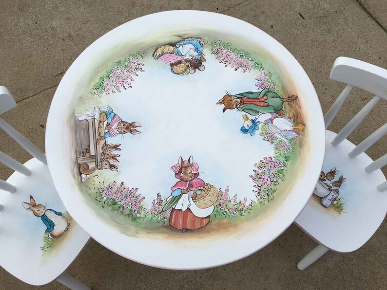 Hand Painted Child's Table Set, Peter Rabbit Table Set - Etsy