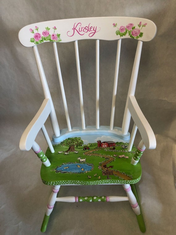 Farm Rocking Chair Child's Hand Painted Rocking Chair - Etsy