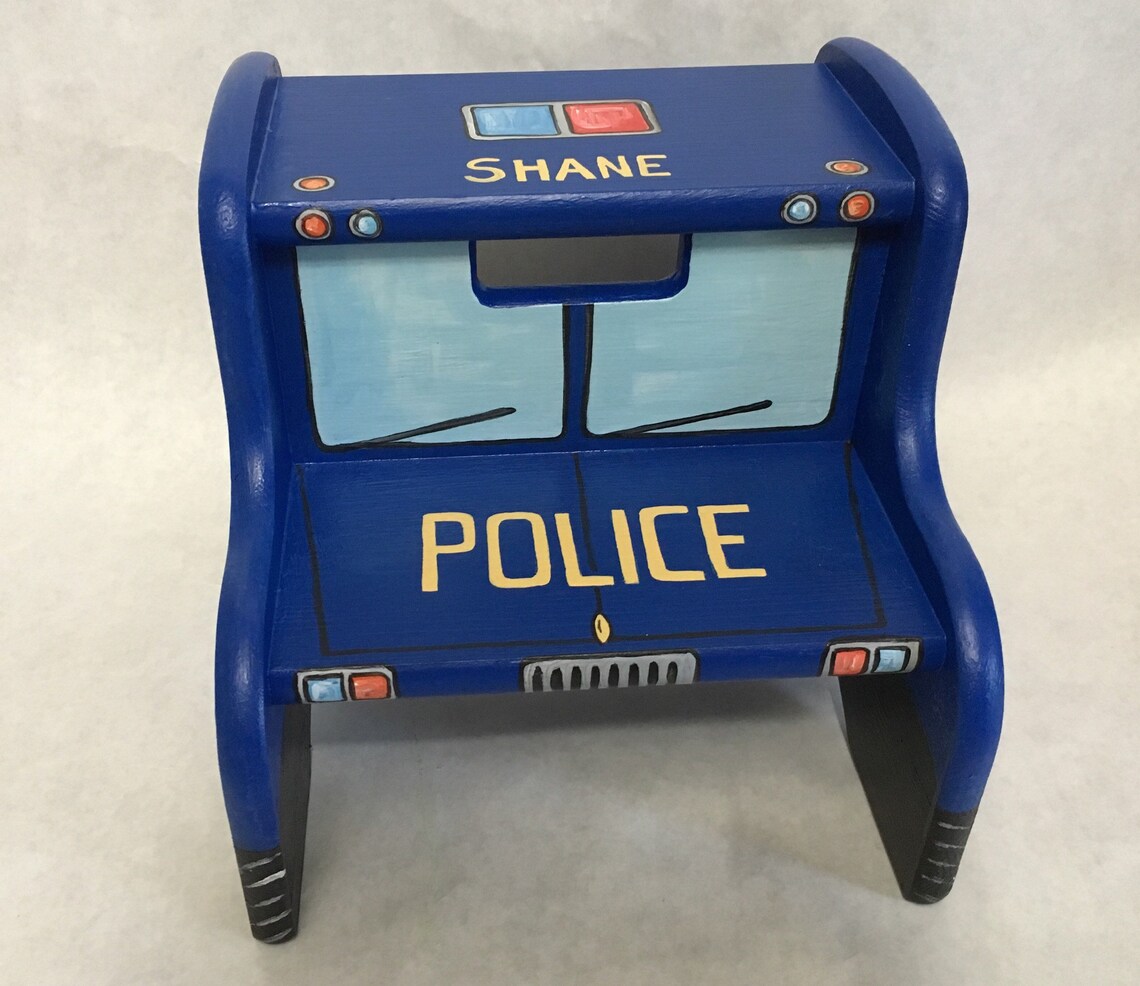 Boys Step Stools, Bathroom Step Stools, Blue Police Car Step Stool ...