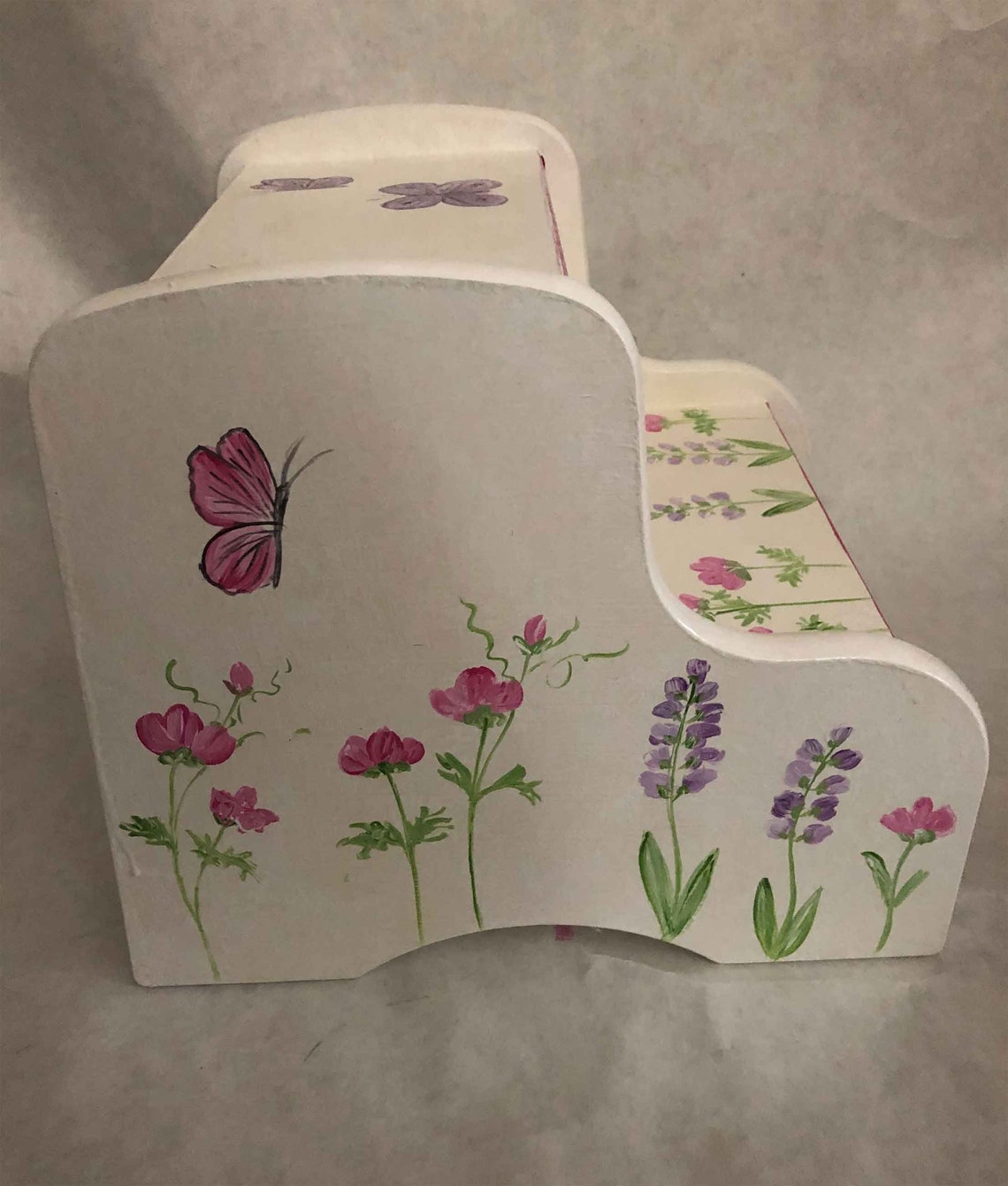 Kids Step Stool, Hand Painted Stool, Child's Step Stool, Bathroom Step ...