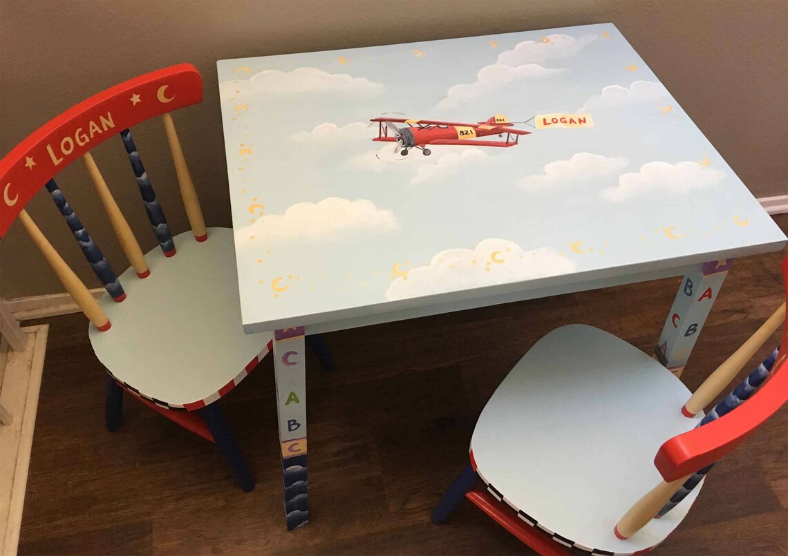 Child's Table Sets Custom Airplane Table & Chair Set - Etsy