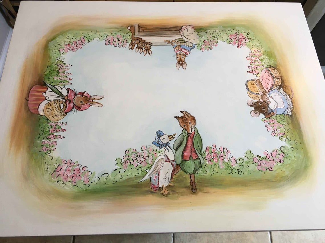 Hand Painted Child's Table Set, Peter Rabbit Table Set - Etsy New Zealand