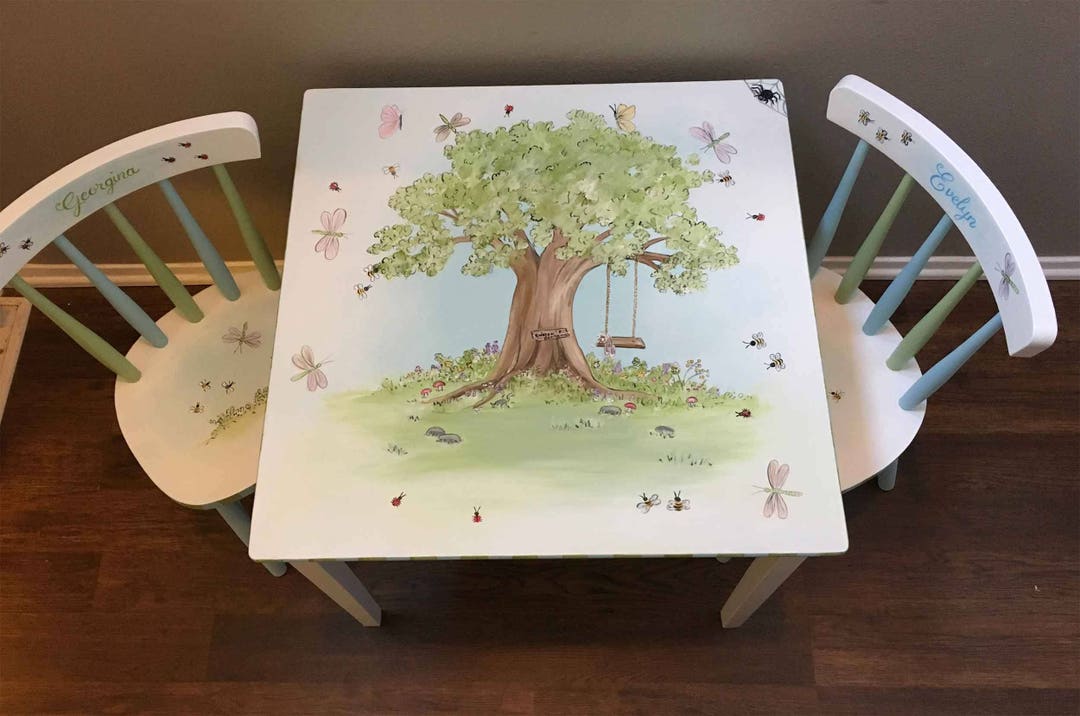 Child's Table Set, Hand Painted Table and Chairs, Children's Table and ...