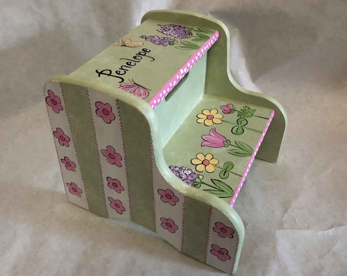 Kids Furniture, Hand Painted Step Stool, Girls Step Stool, Girls ...