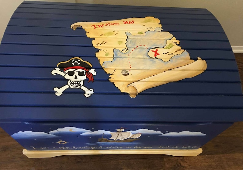 Pirate Toy Box, Hand Painted Kids Furniture, Hand Painted Furniture ...