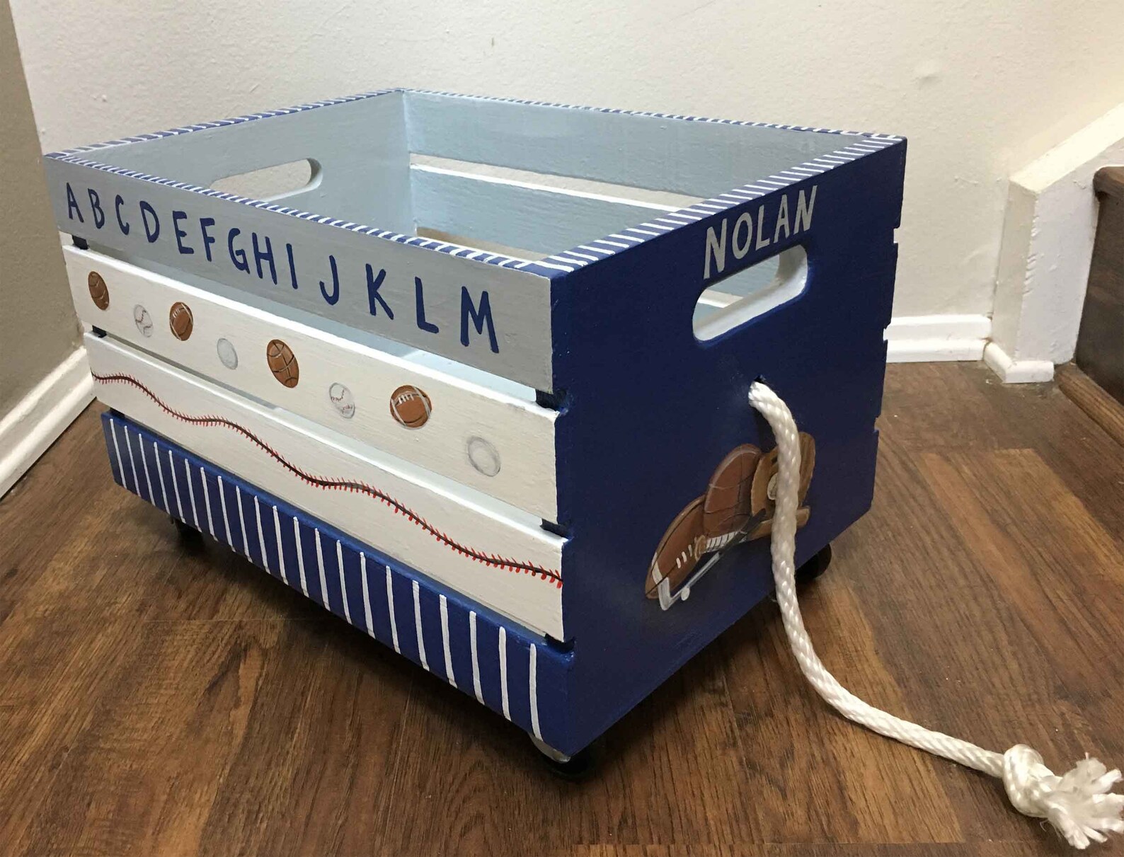 Sports Crate Toy Box, Sports Crate Book Box, Hand Painted Toy Storage ...