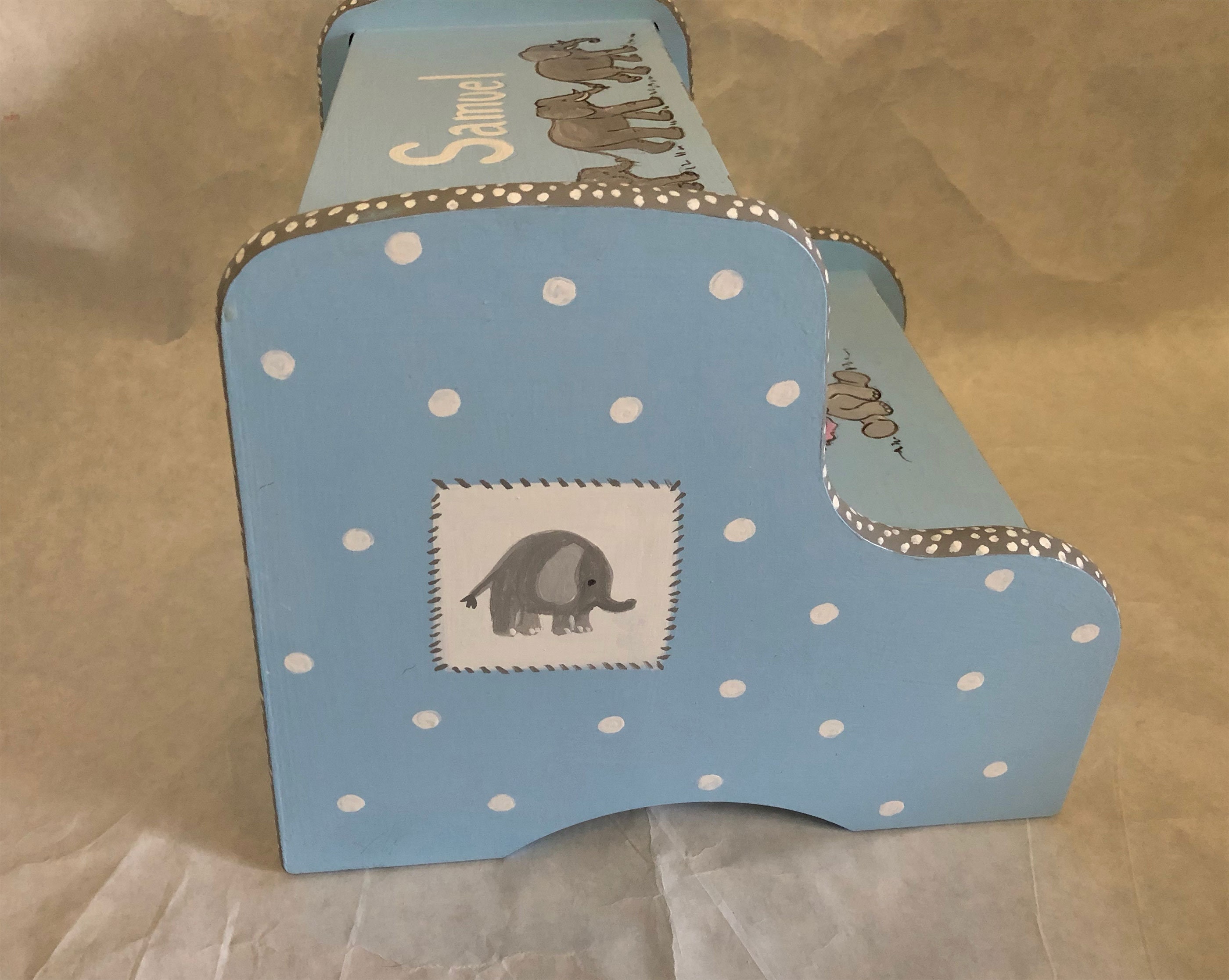 Elephant step stool child's hand painted step stool kids | Etsy