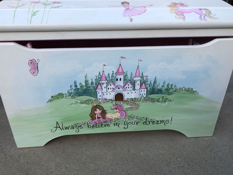 Princess Toy Box, Hand Painted Toy Box, Girls Toy Box, Hand Painted Toy ...