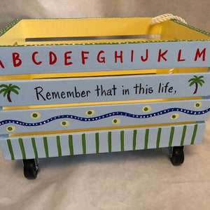 Babar Book Crate, Toy Box Crate, Hand Painted Book and Toy Box Storage ...