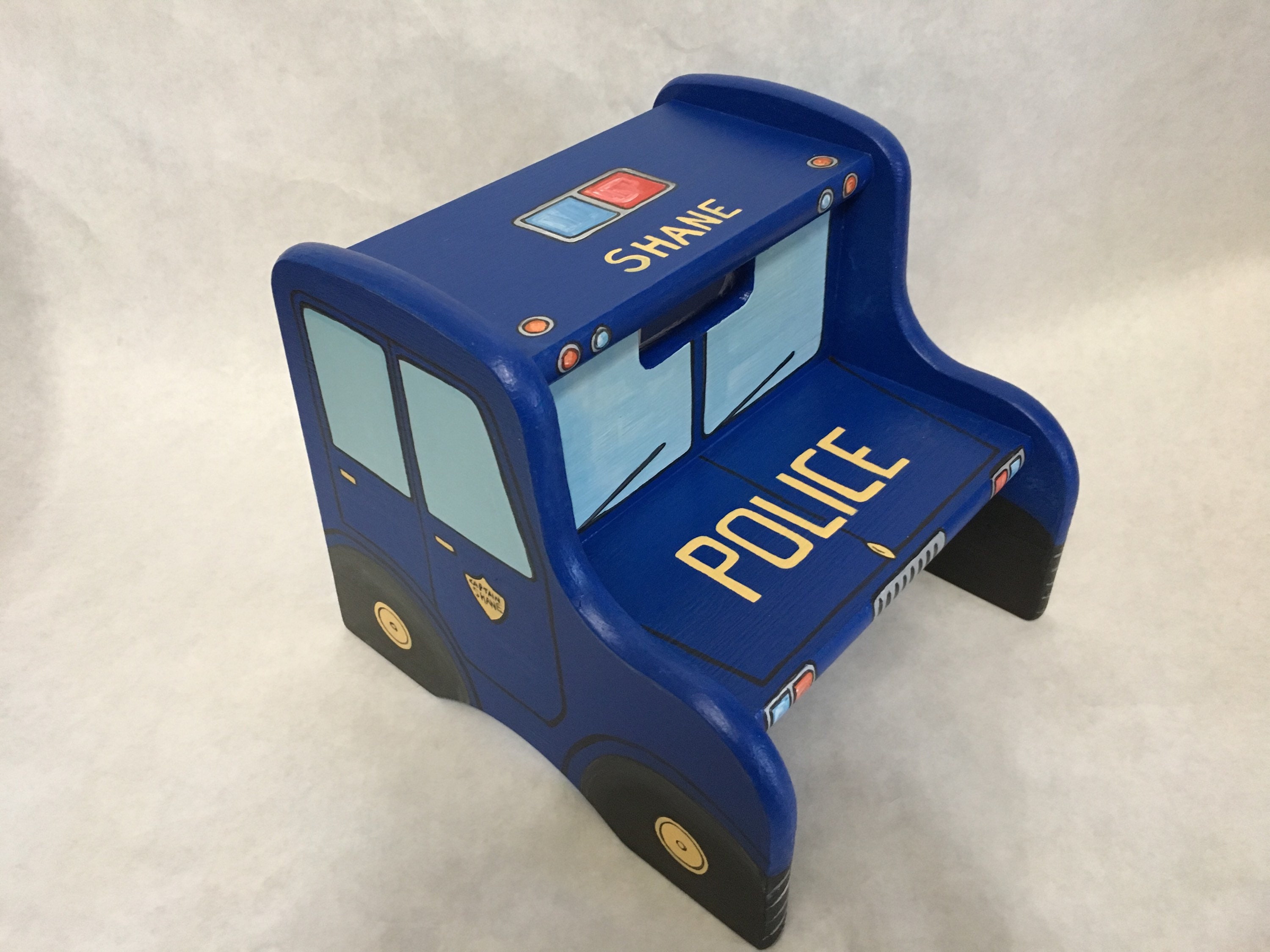 Boys step stools bathroom step stools Blue police car step | Etsy