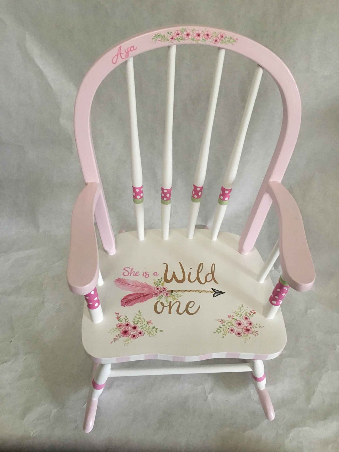 Hand Painted Rocking Chair, Girls Rocking Chair, Child's Rocking Chair ...