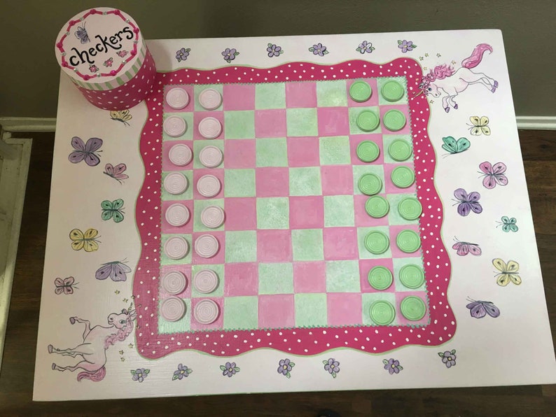 Kids Checkers Table Set Hand Painted Kids Table Sets - Etsy