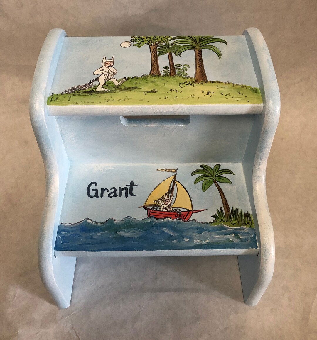 Hand Painted Kids Step Stool, Child's Step Stools, Painted Kids Stools ...