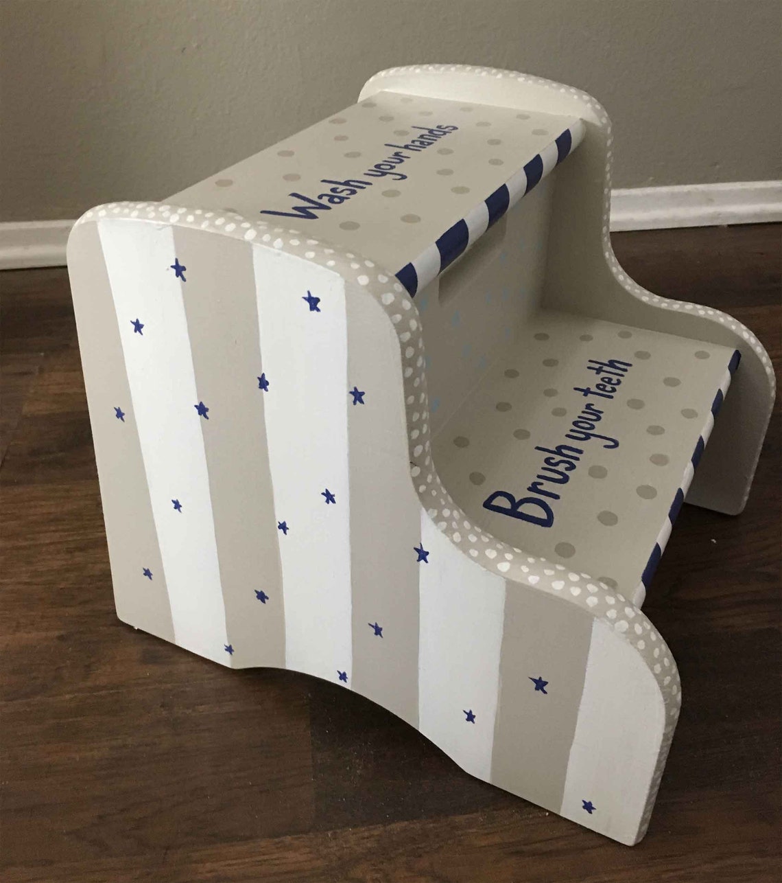 Wood Step Stool, Child's Step Stool, Kids Painted Step Stool, Bathroom ...