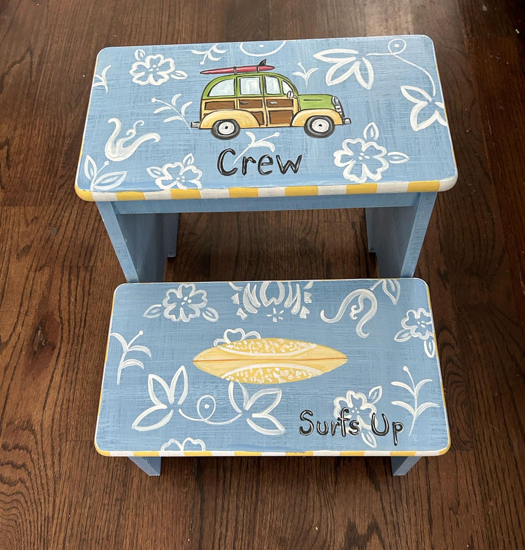 Personalized Kids Gifts, Boys Step Stool, Painted Step Stools, Surf's ...