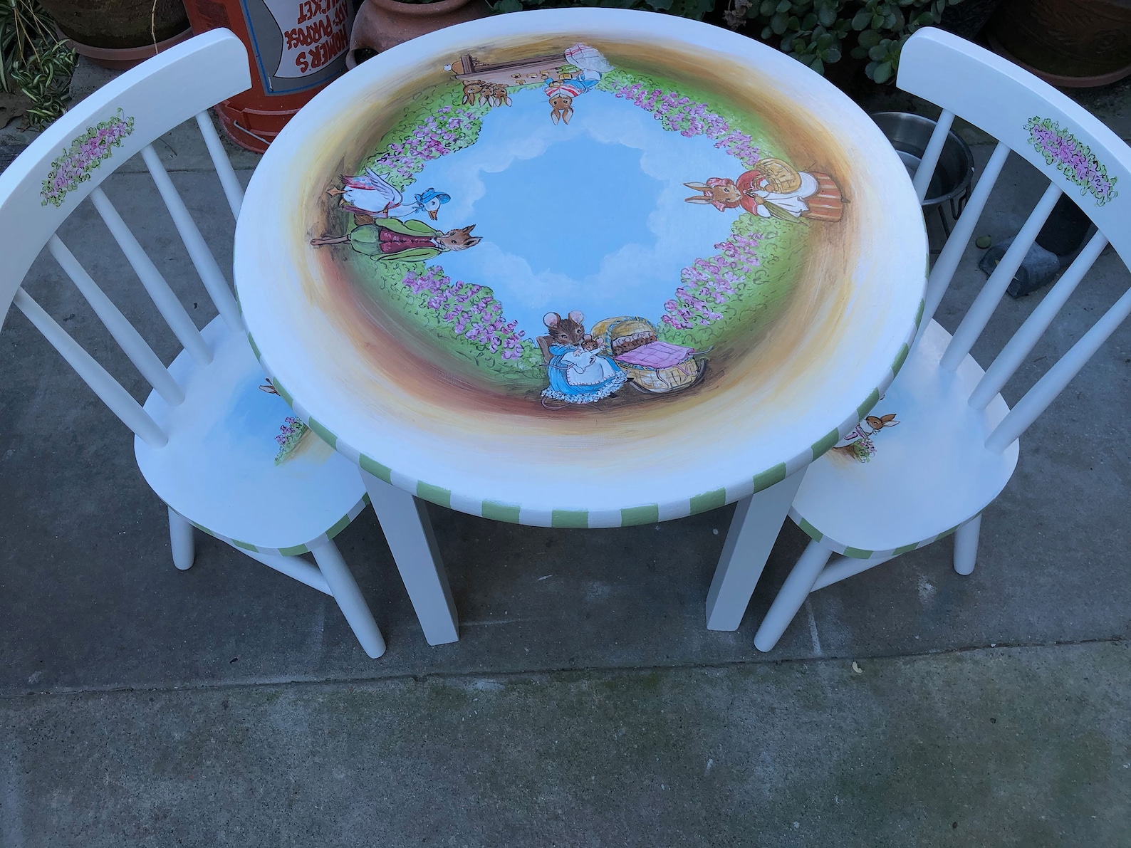 Hand Painted Child's Table Set, Peter Rabbit Table Set - Etsy
