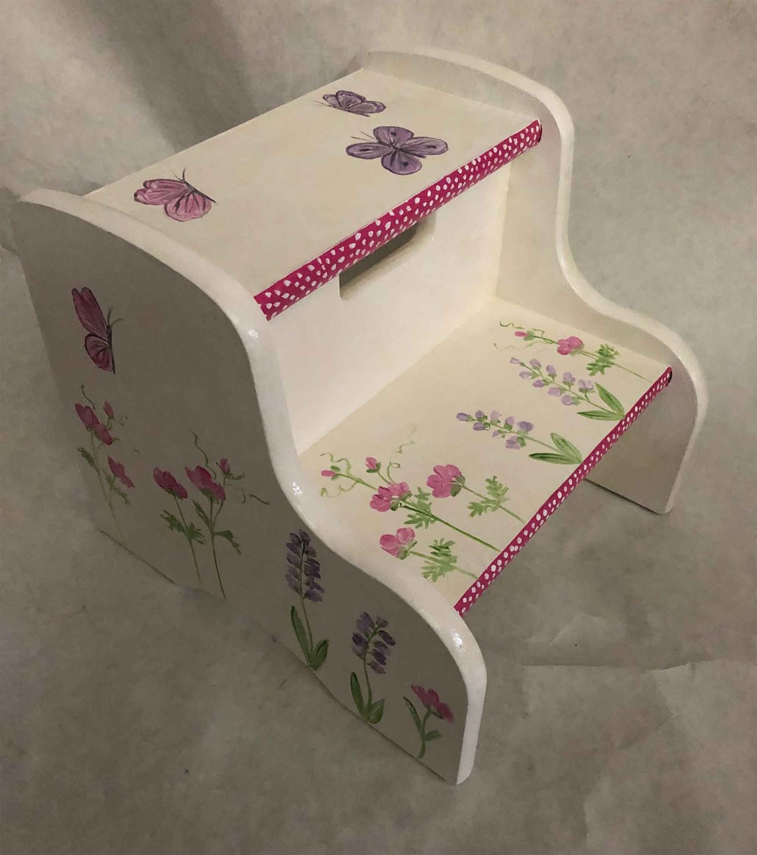 Kids Step Stool, Hand Painted Stool, Child's Step Stool, Bathroom Step ...